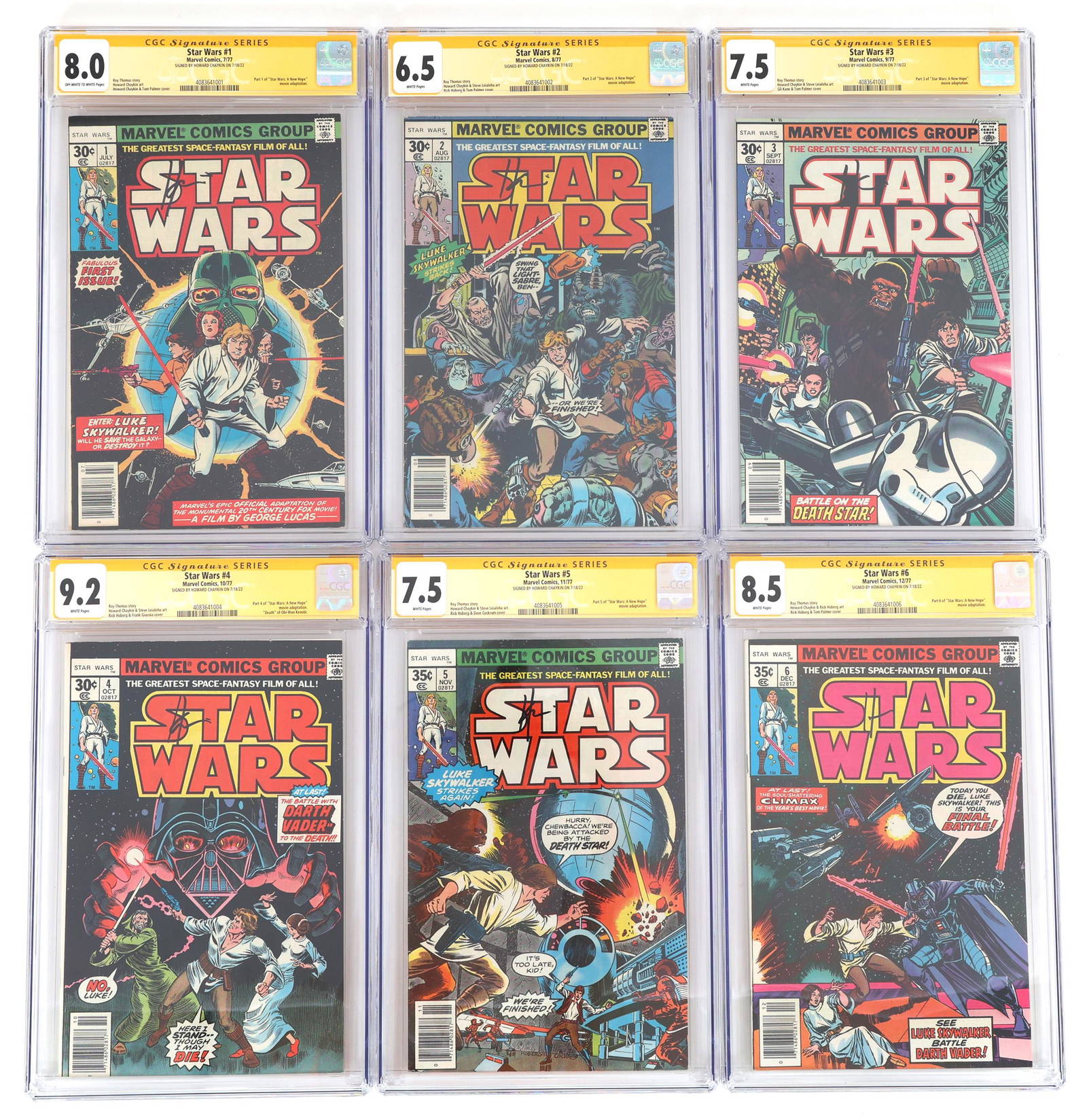Marvel Star Wars #1-6 Signed Comic Books Cgc Graded Auction