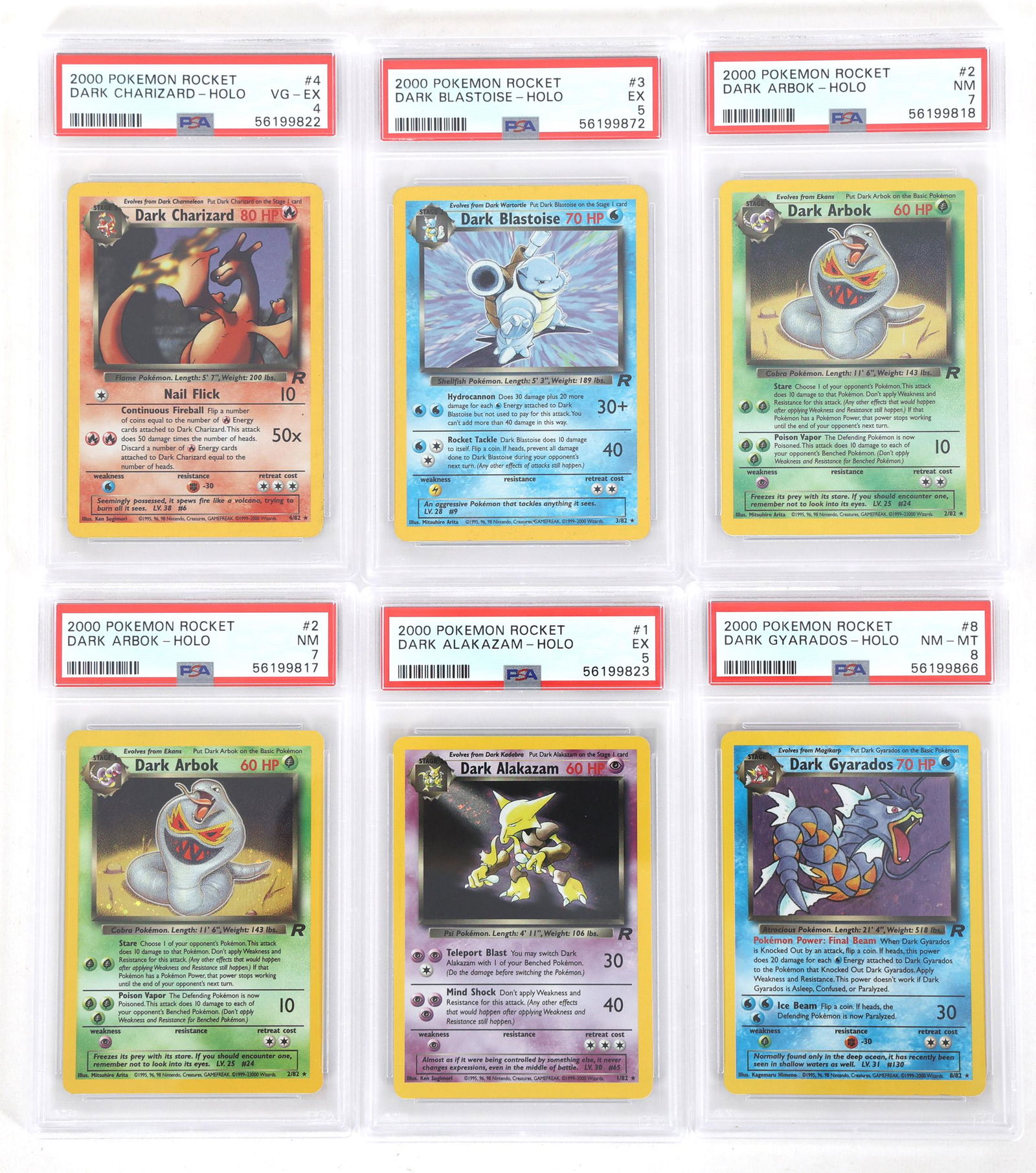 Pokemon 2000 Dark Holo Cards Psa Graded Vg To Vf Auction