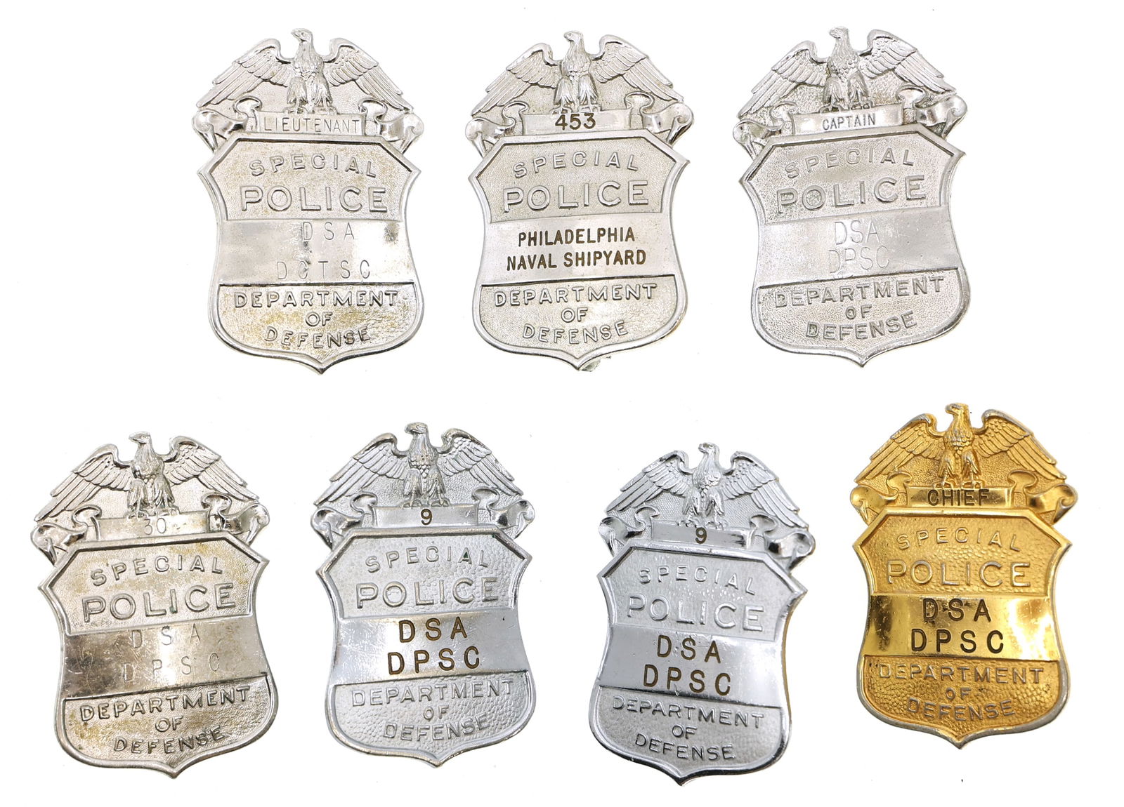 Obsolete Department Of Defense Police Badges Auction
