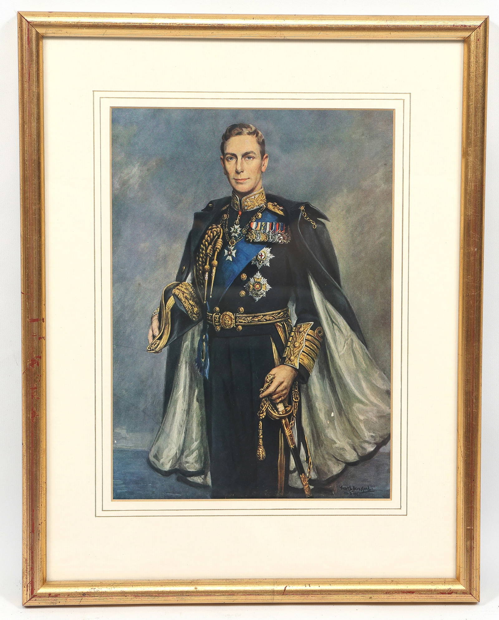 King George Vi Print Artist Signed By Frank E Beresford Auction