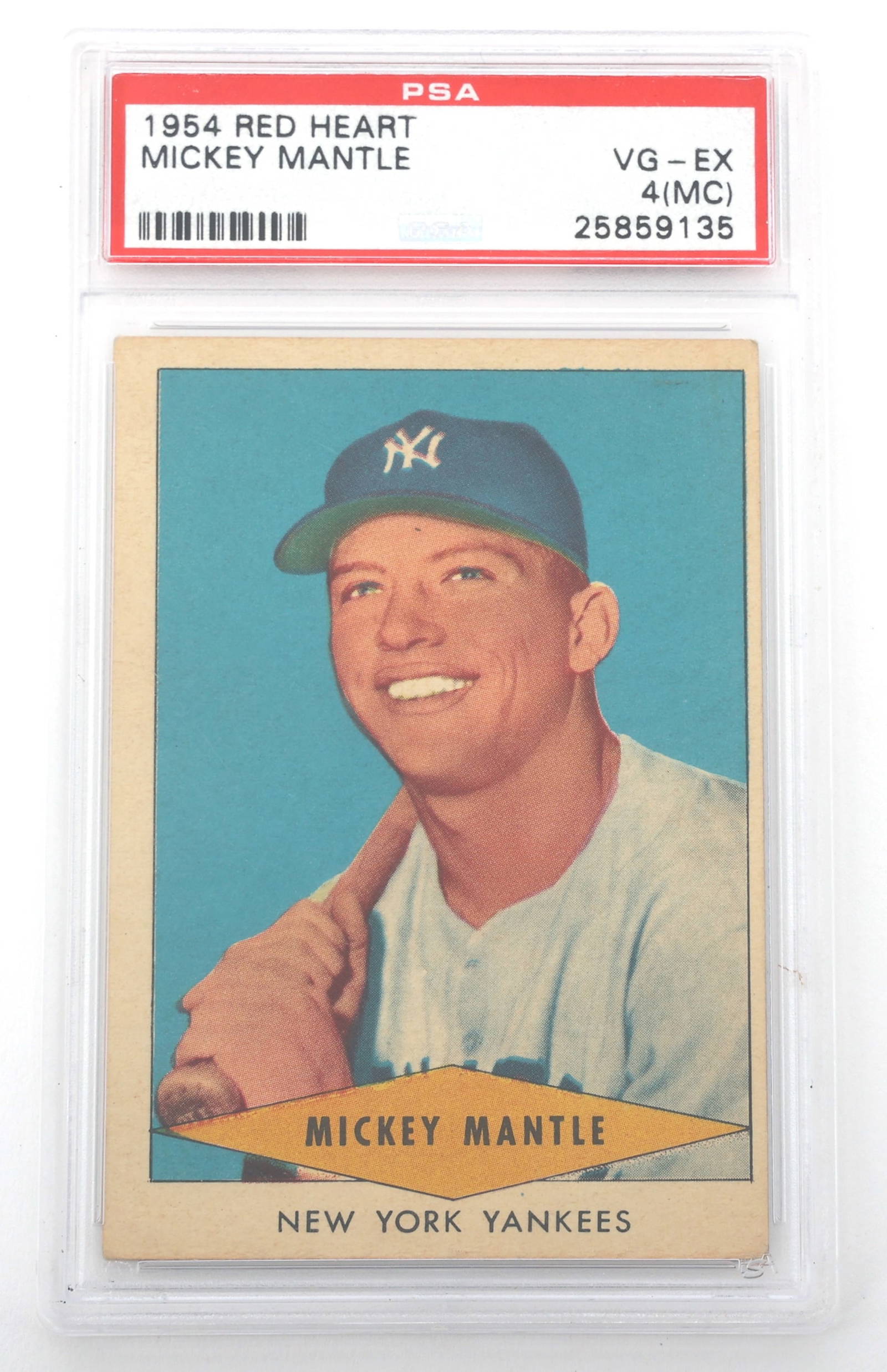 1954 Red Heart Mickey Mantle Card Psa Graded Auction