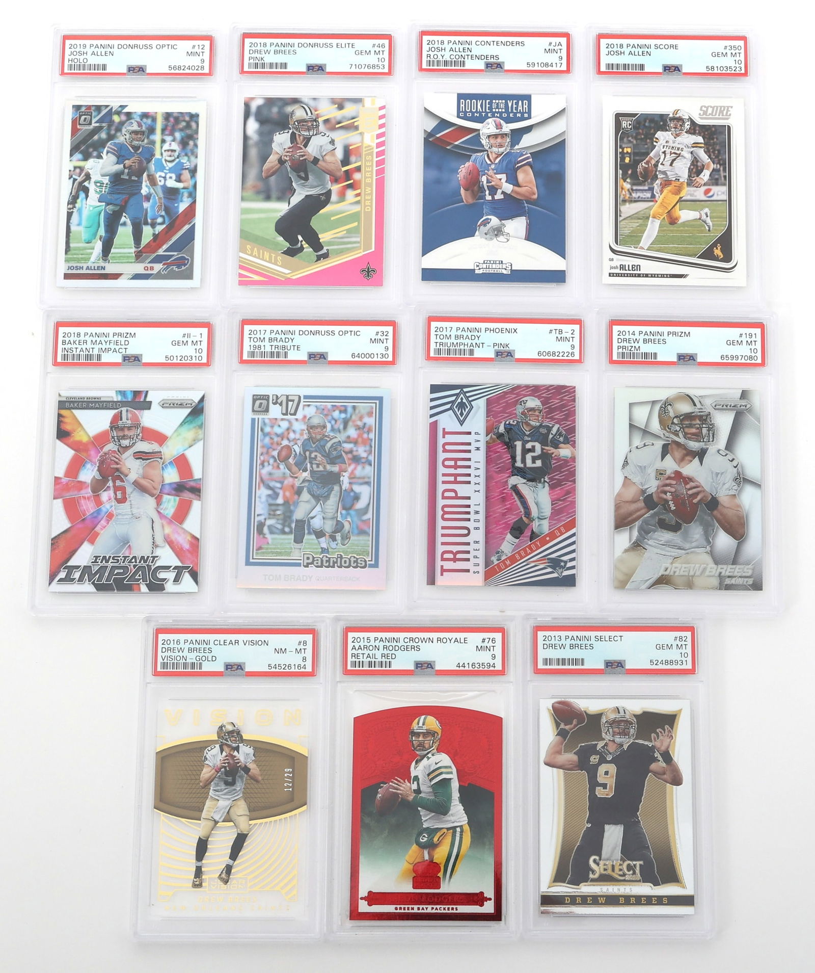 2013 - 2019 Panini Football Trading Cards Psa Graded Auction