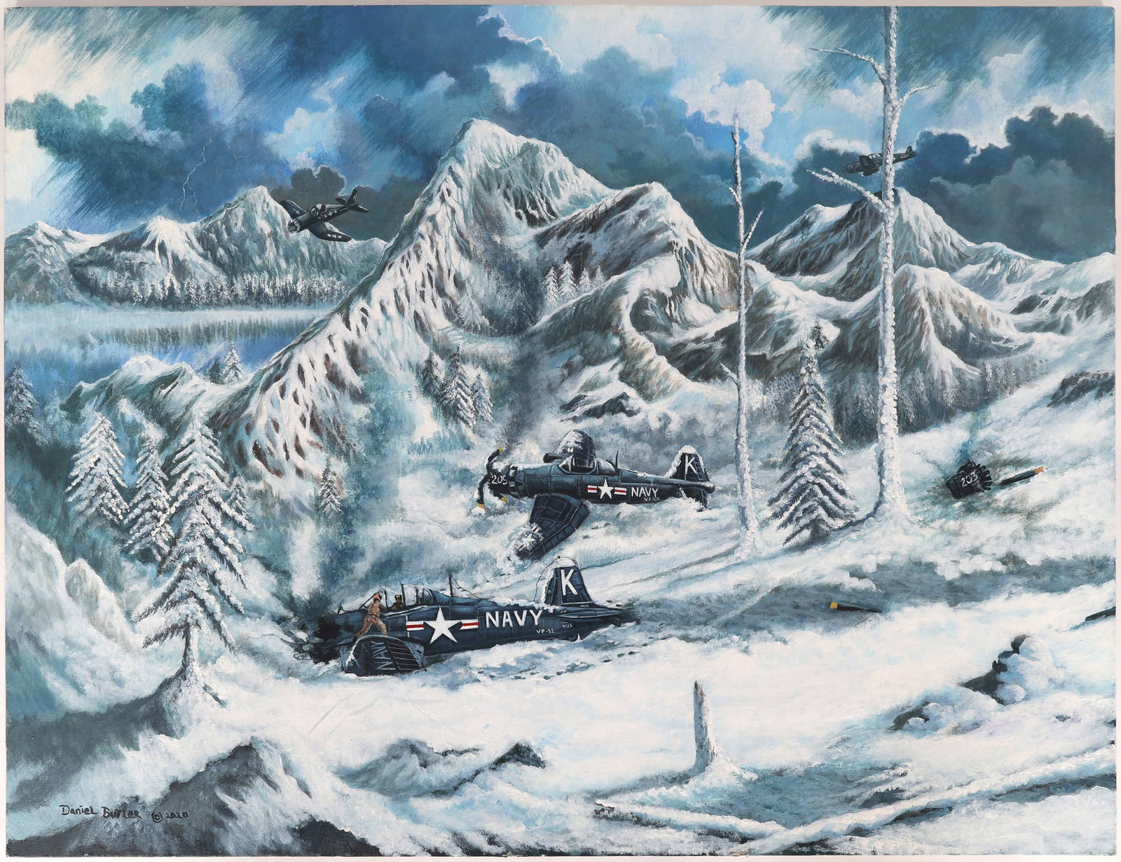 Daniel Butler Oil Painting - Navy Pilot Jesse Brown Auction