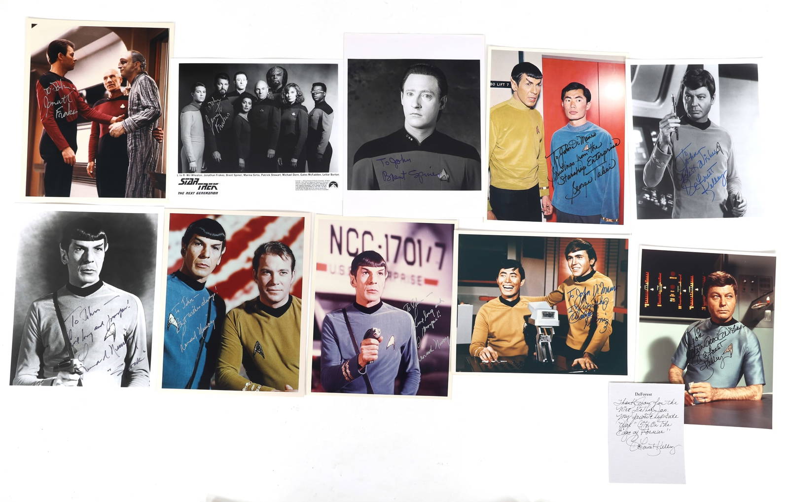 Star Trek Cast Autographs - Kelly, Nimoy, Takei, Spiner Auction