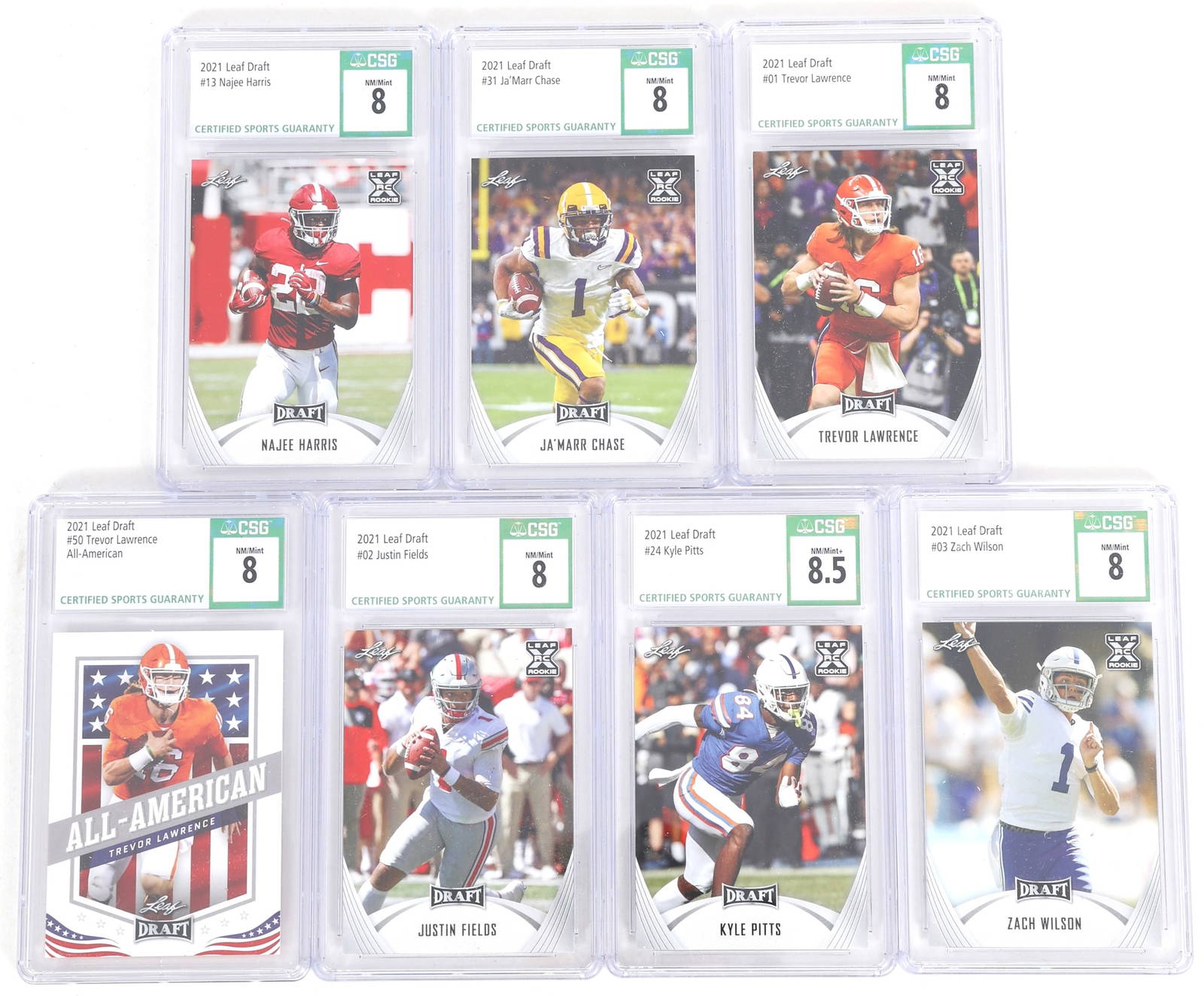2021 Leaf Draft Football Cards Csg Graded Auction