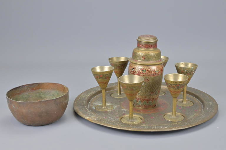 An Early 20th Century Indian Brass Cocktail Set