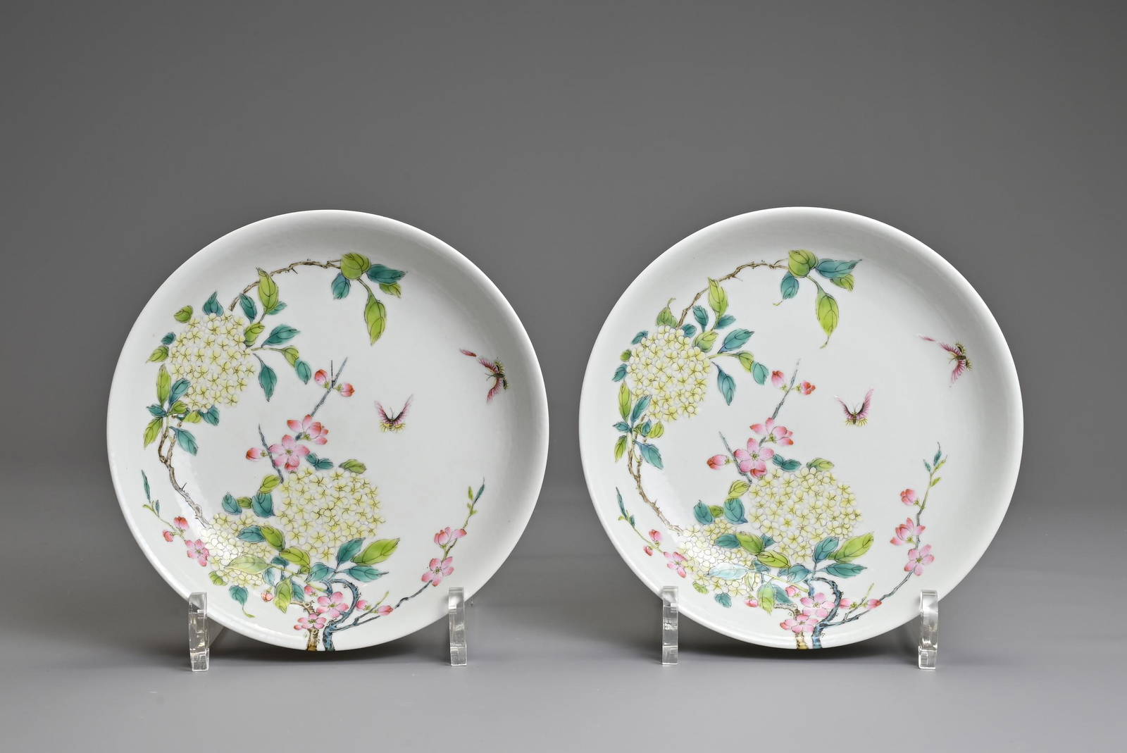 A Pair Of Chinese Famille Rose Porcelain Dishes, Shende Tang Zhi Mark ...