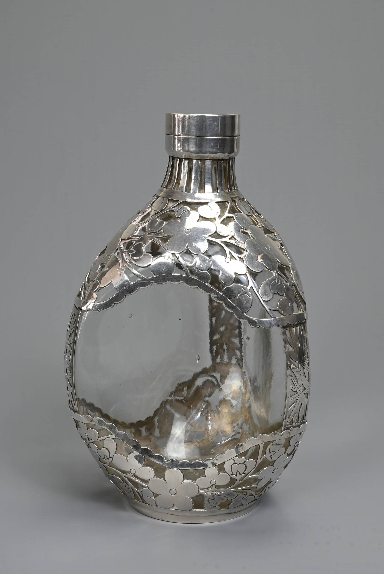 A Japanese Glass And Silver Overlay Haig Dimple Bottle, Early 20th ...