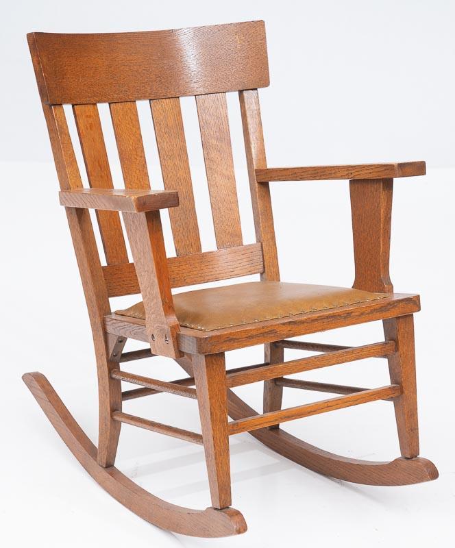 Oak Slat Back Rocking Chair
