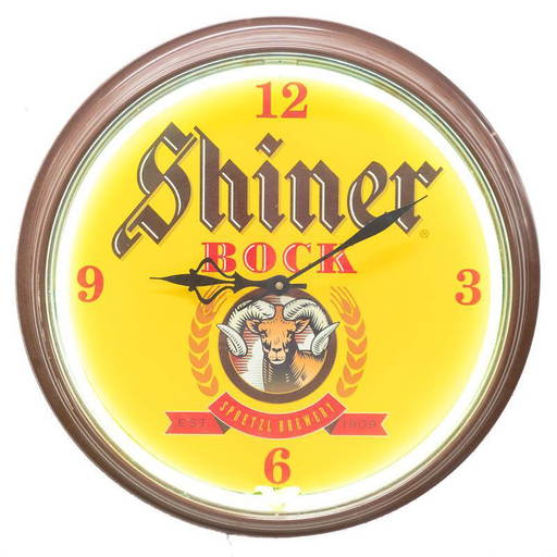 Shiner Bock Beer Neon Clock