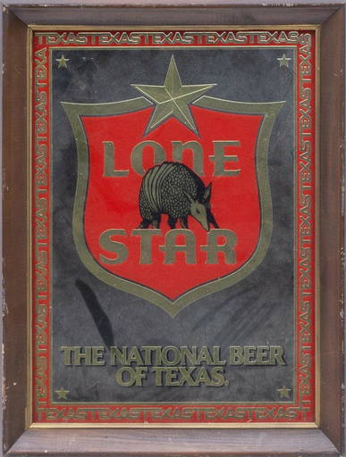Lone Star Beer Pub Mirror, Armadillo