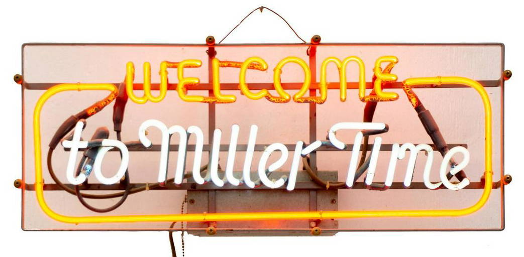 Welcome To Miller Time Neon Beer Advertisement Sign