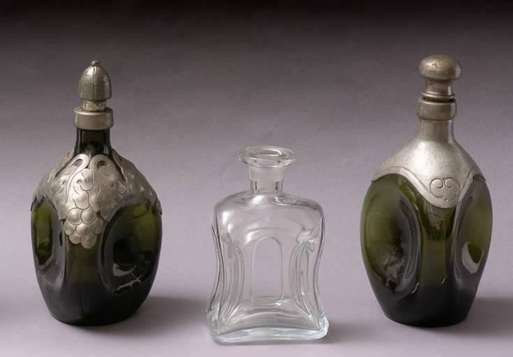 Lot Of 3 Glass Pinch Bottles