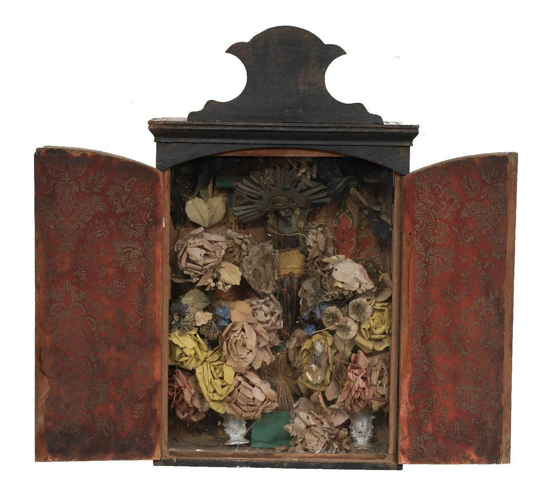 Vintage Mexican Ofrenda Crucifix Shadow Box