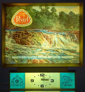 Vintage Pearl Beer Octagon Neon Clock
