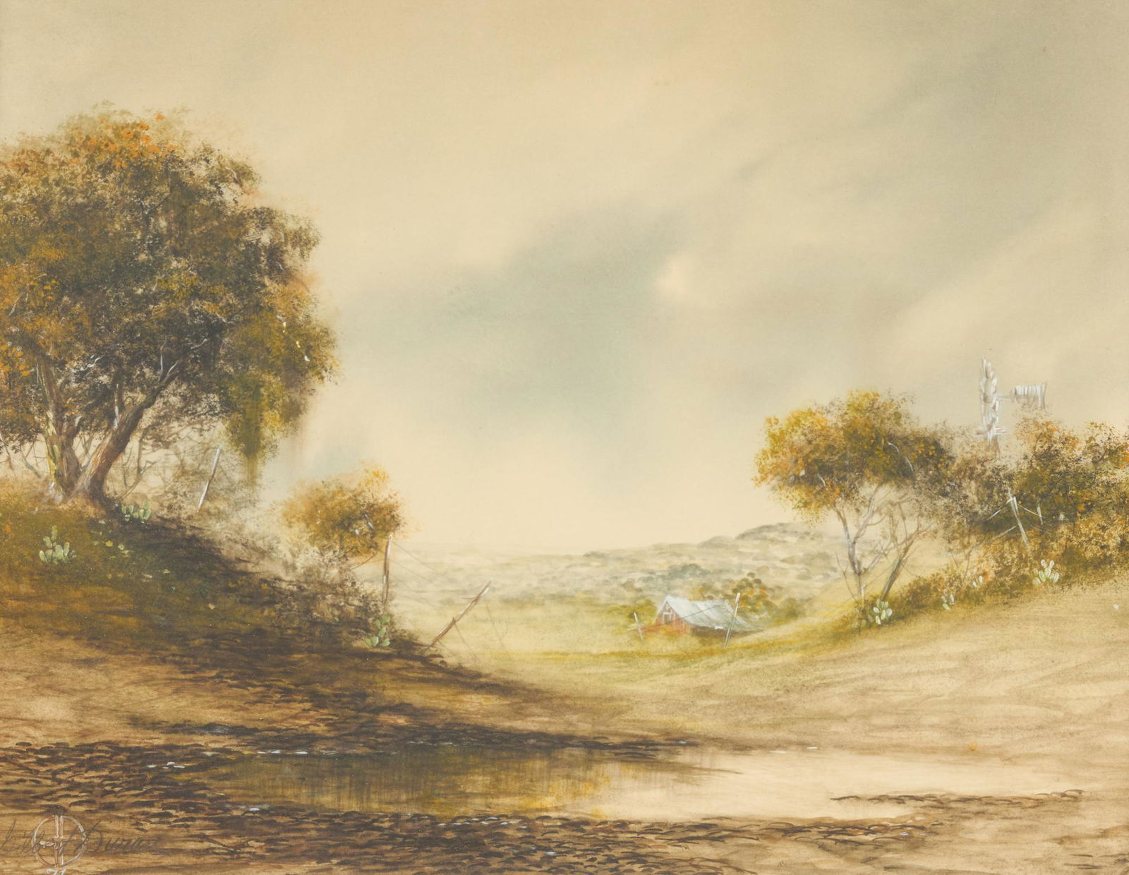 Gilbert Duran (b. 1936, Tx), Hill Country Farm