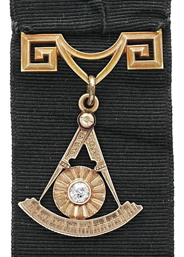 Antique Diamond 14k Gold Masonic Watch Fob