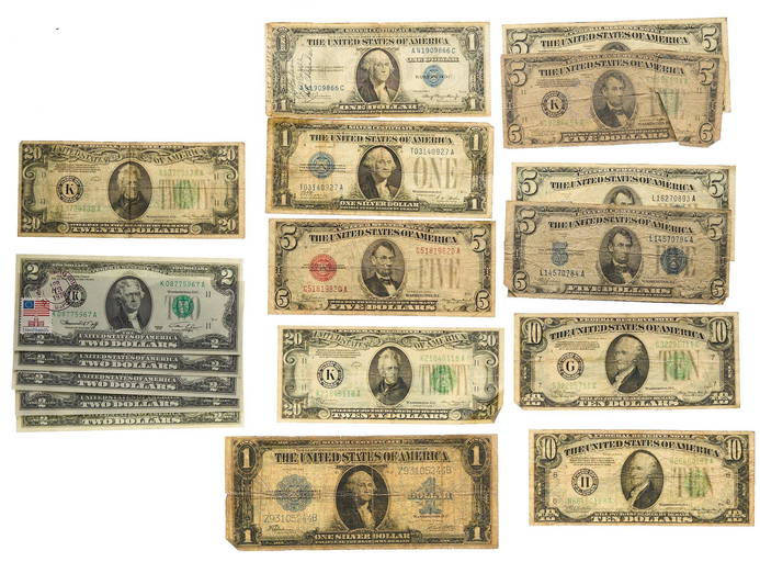 Collection of $1-20 Federal Reserve Notes & Silver Certificates (#0496 ...