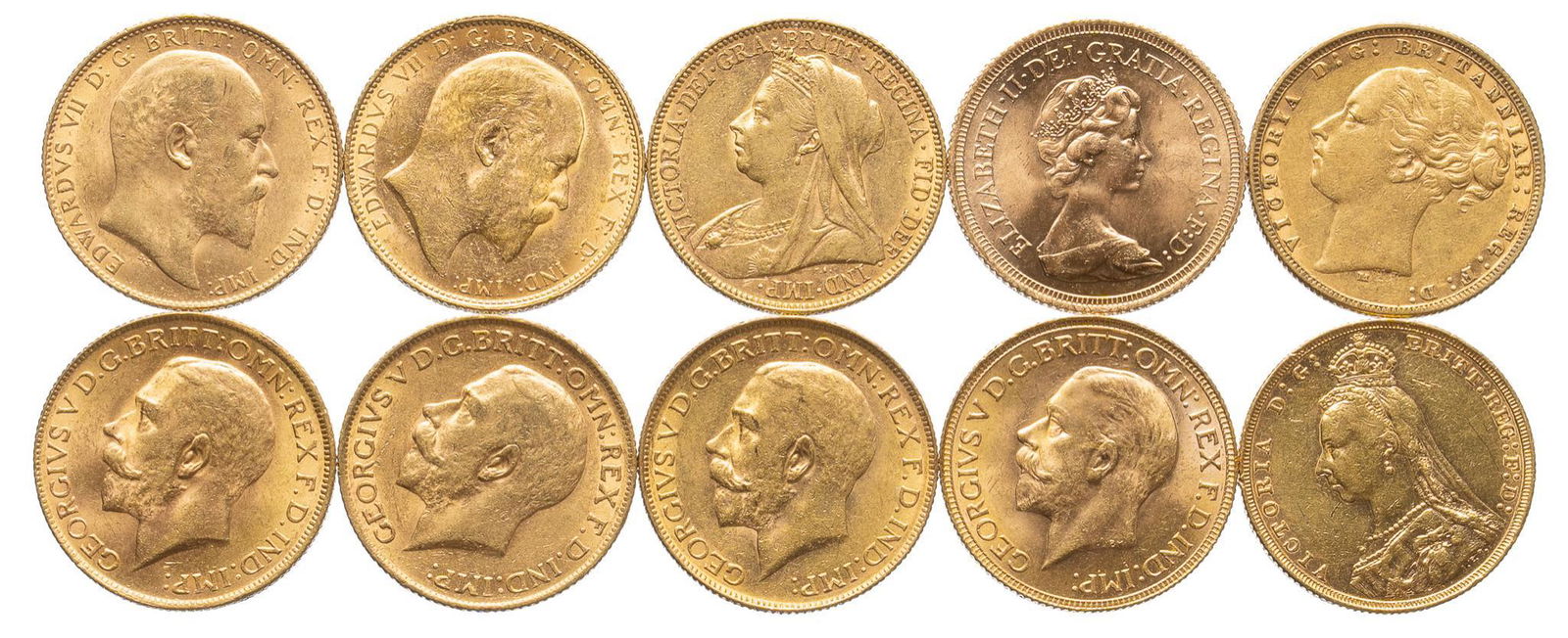 (10) British Gold Sovereign Coins