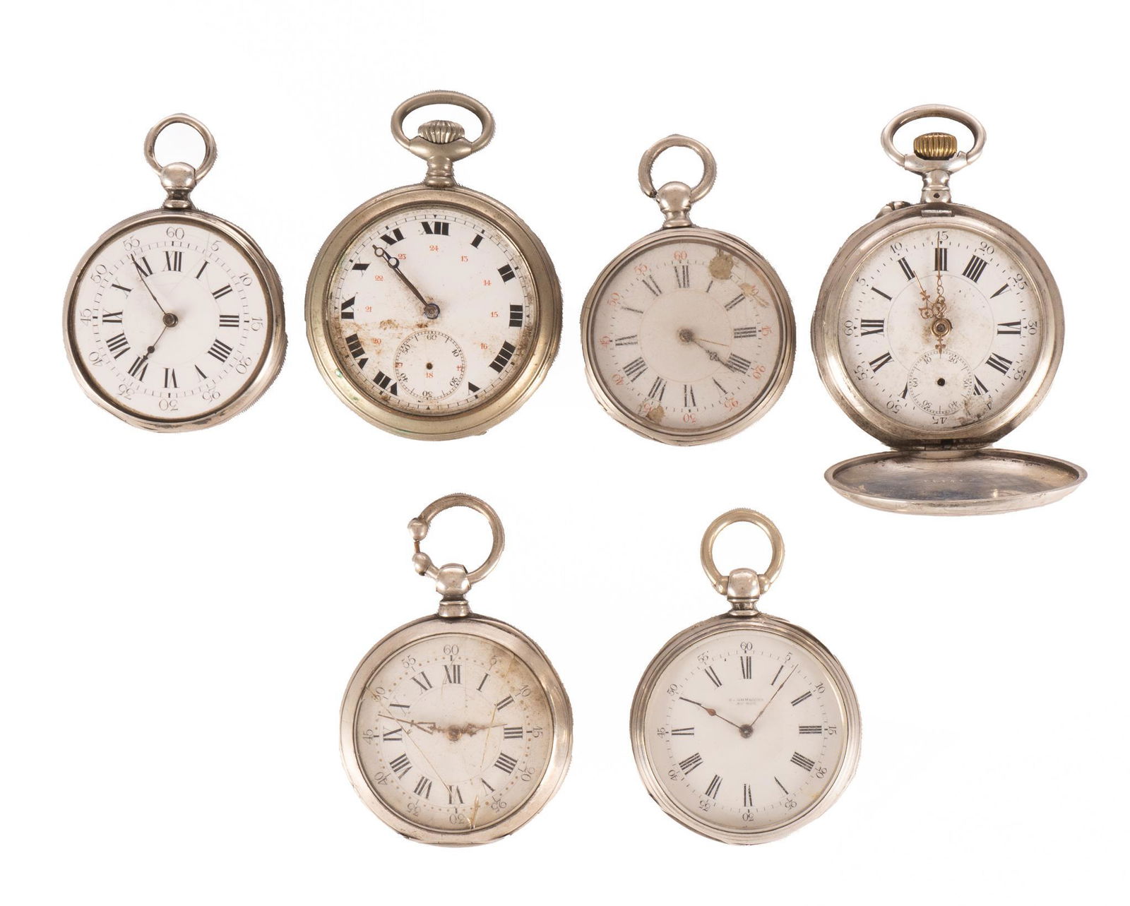Collection Of Antique Coin Silver Pocket Watches