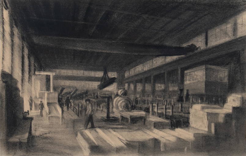 Edwin Schmidt (American, 20th C.), Industrial Scene (#0730) on Sep 05 ...