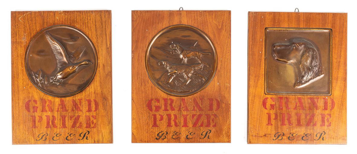 Set Of (3) Grand Prize Beer Advertising Plaques