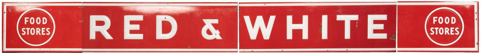 Large Red & White Food Stores Porcelain Sign