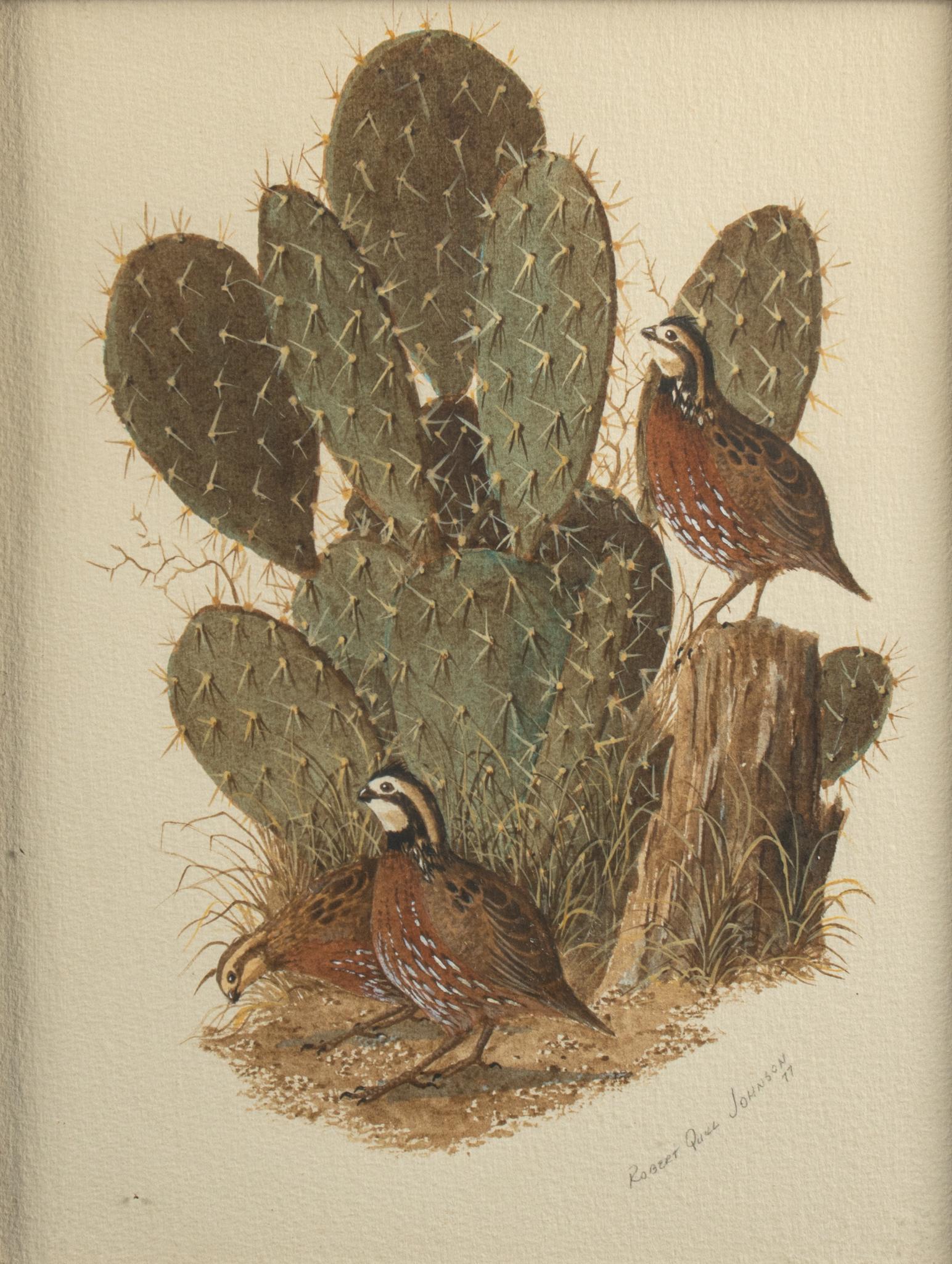 Robert Quill Johnson, "three Bobwhites", 1977 Auction