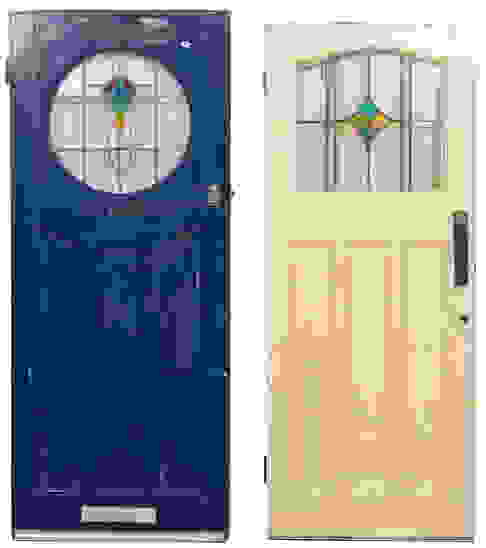 2 Vintage Stained Glass Doors Auction