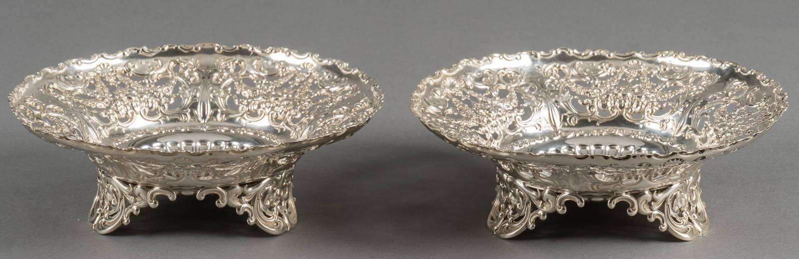 Pair Of Whiting Mfg. Co. Sterling Silver Repousse Bowls Auction