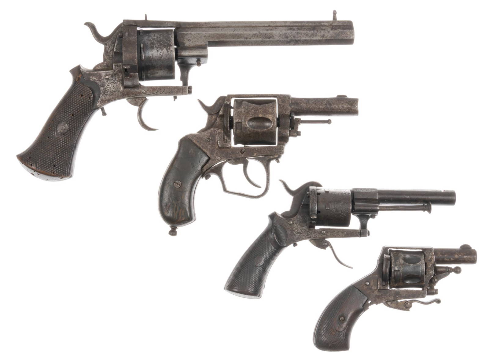 Collection Of 4 Belgian Revolvers Auction