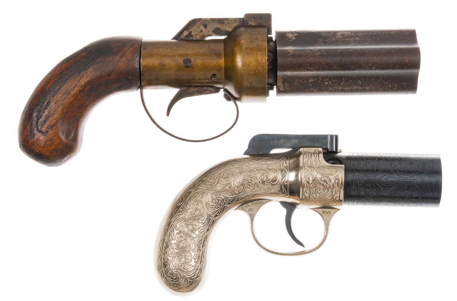 Pair Of Reproduction Bar Hammer Pepperbox Pistols Auction