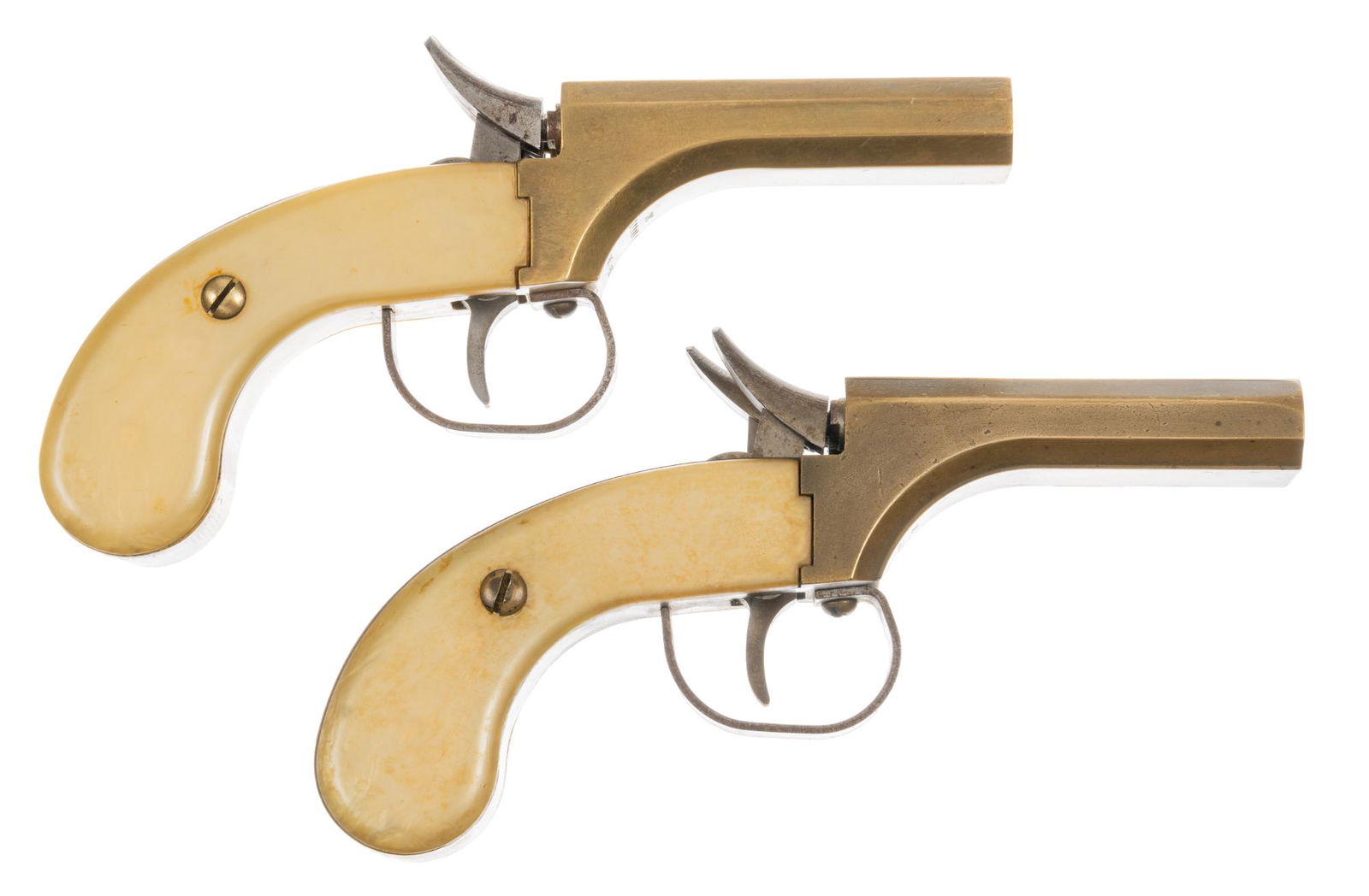 Pair Of Cmc Double Barrel 36 Cal. Percussion Pistols Auction