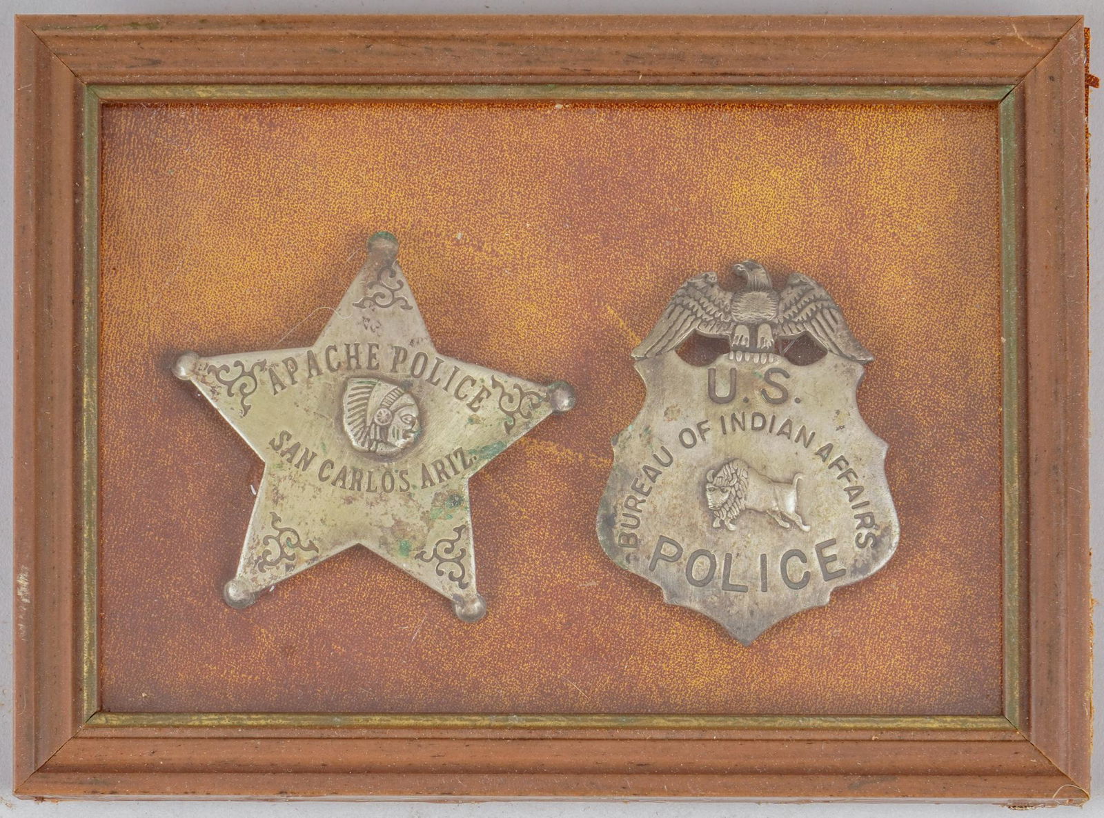 Framed Pair Of Native American Police Badges Auction