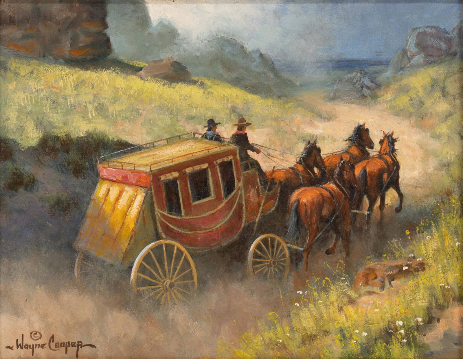 Wayne Cooper, Stagecoach In The Countryside Auction
