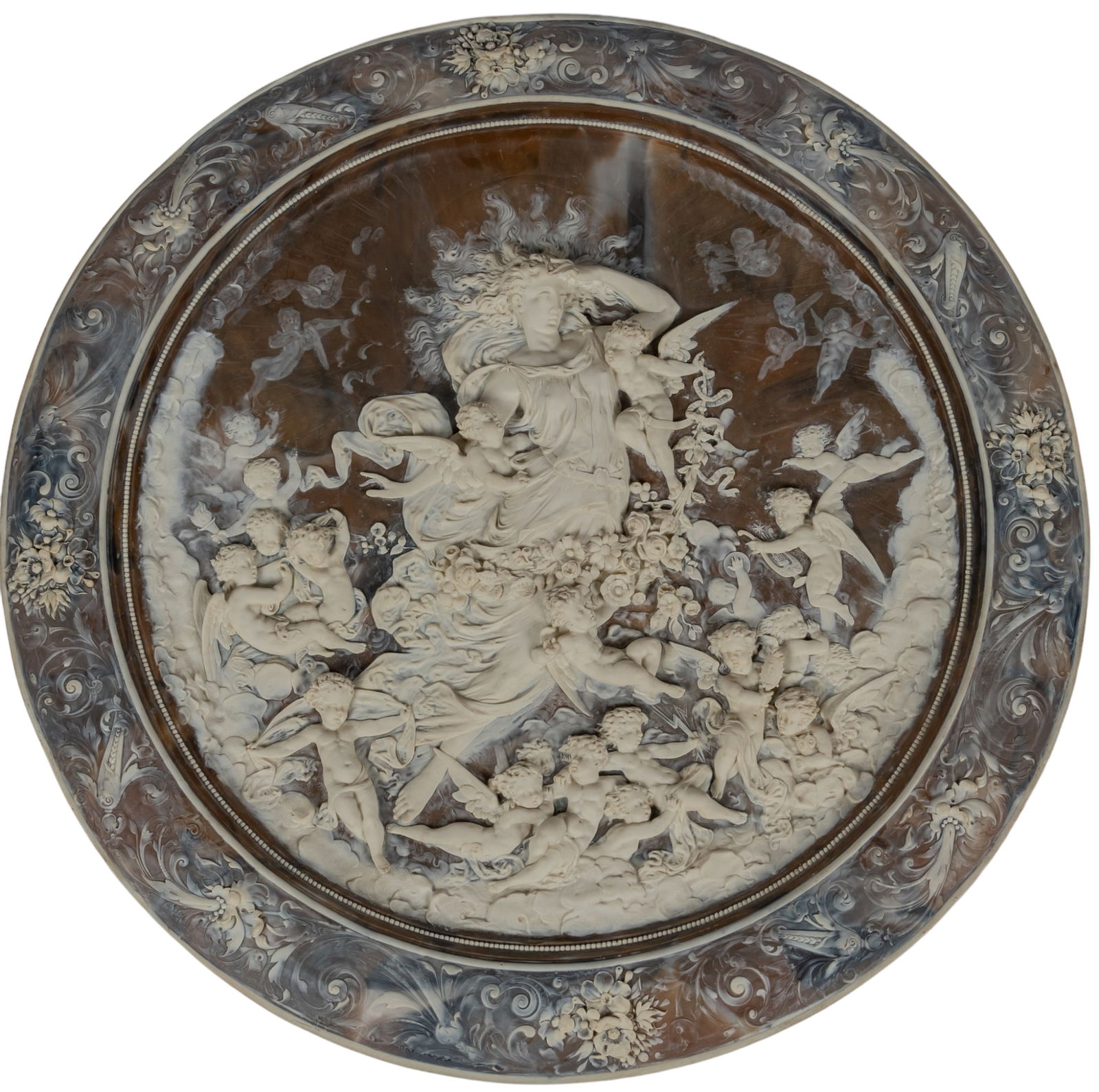 Burgundy Incolay Cameo Wall Plaque By Coralay Classics