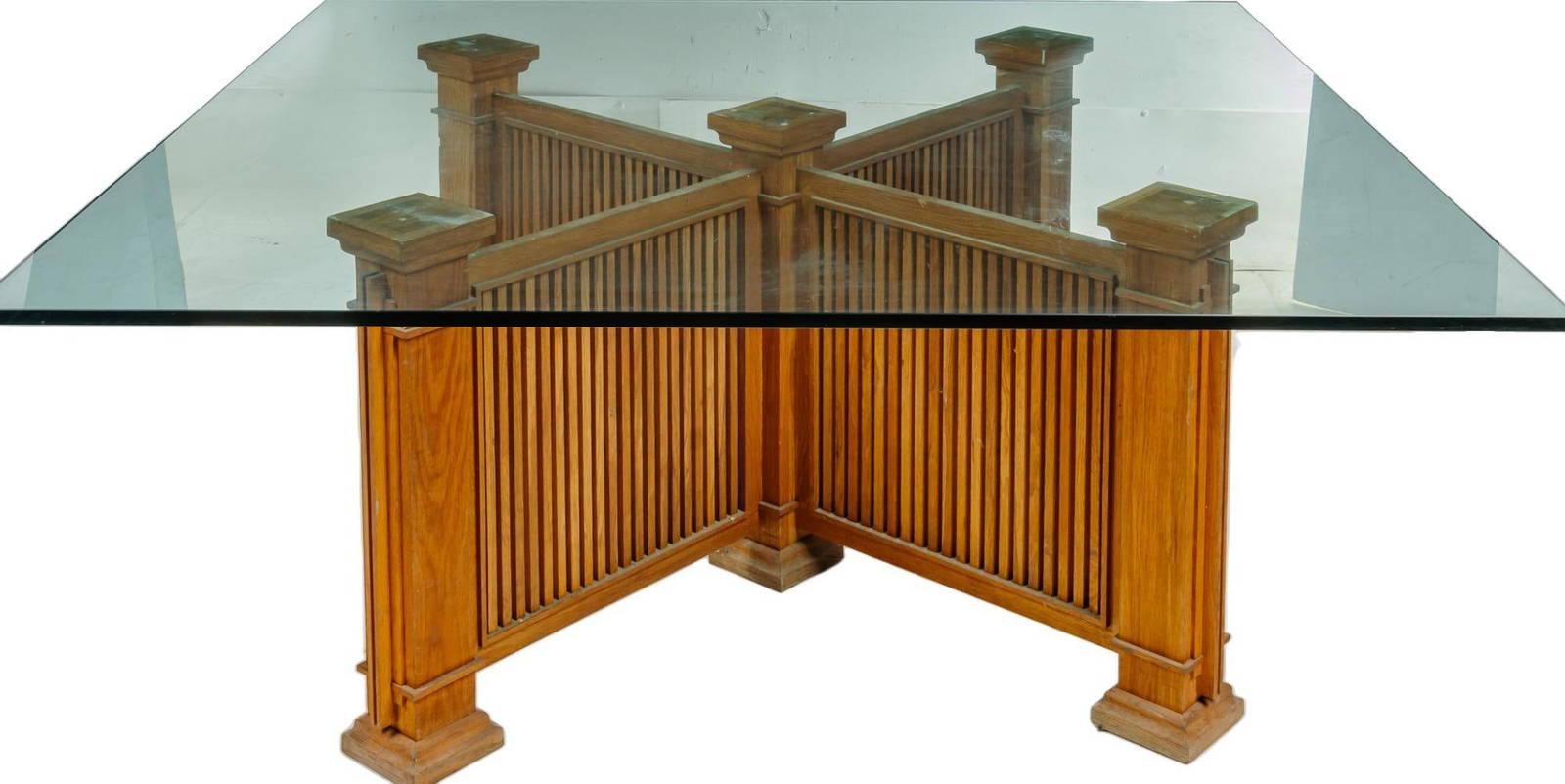 Mission Style Glass Top Dining Table Auction