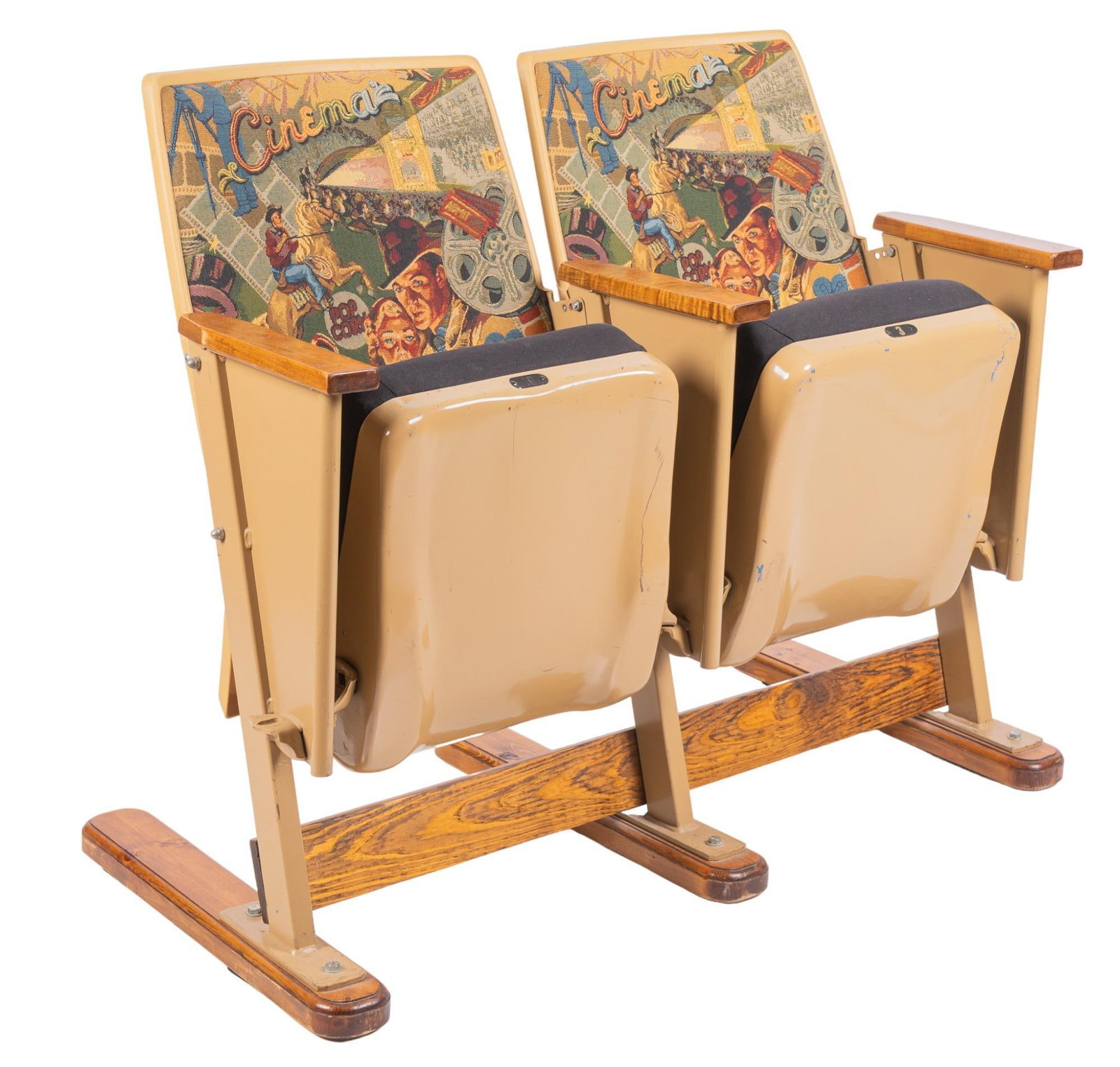 Pair Of Vintage Cinemaz Movie Theater Chairs