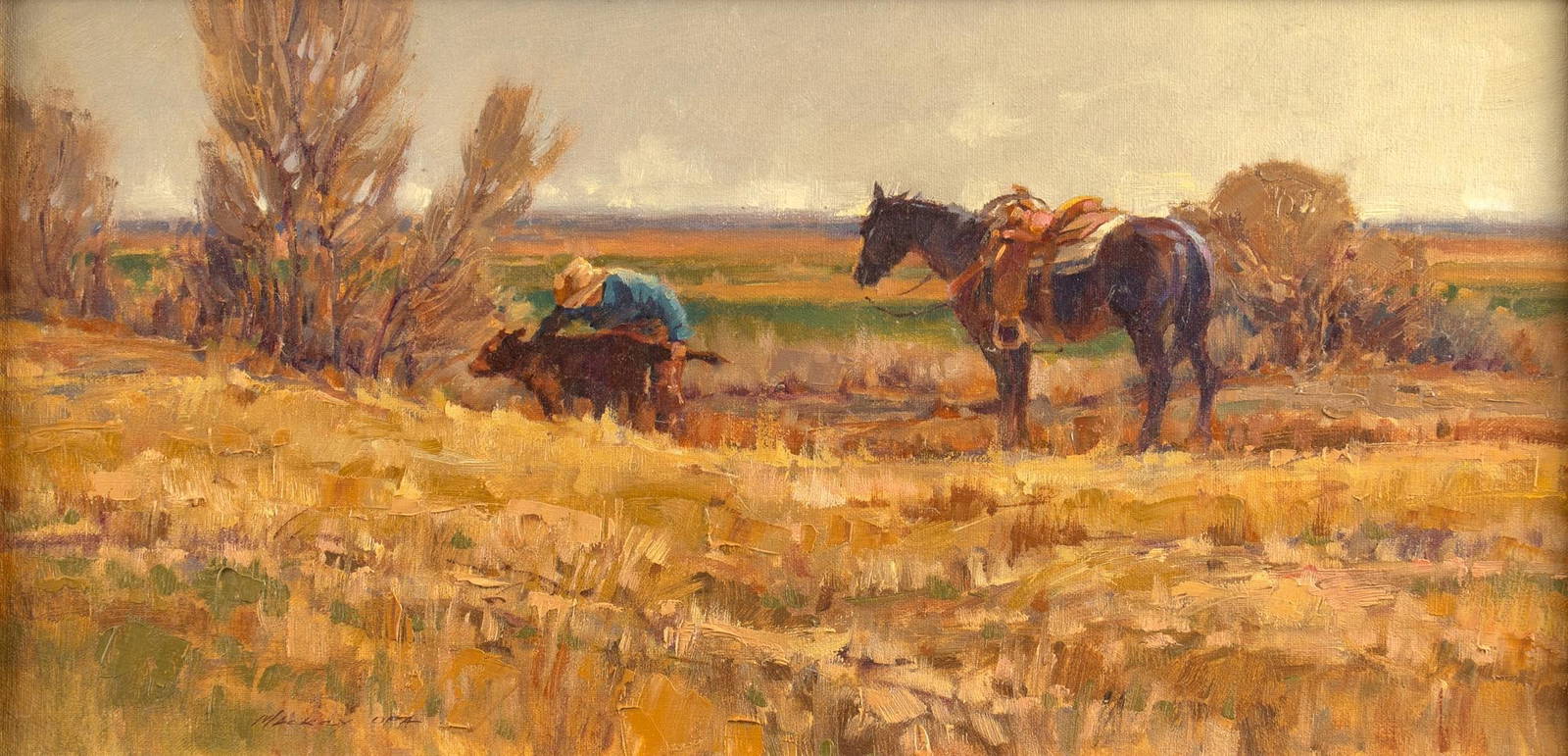 Kim Mackey, Cowboy With Calf Auction