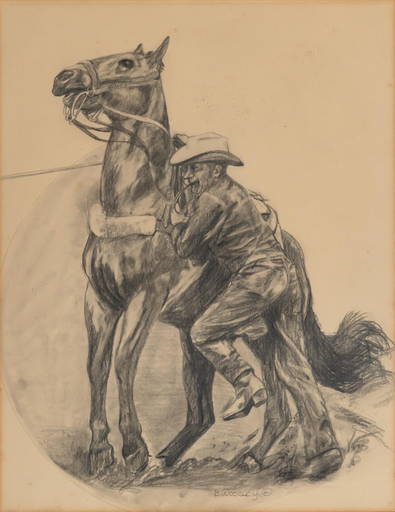 Bridget Woosley, Cowboy Wrangling Horse Scene