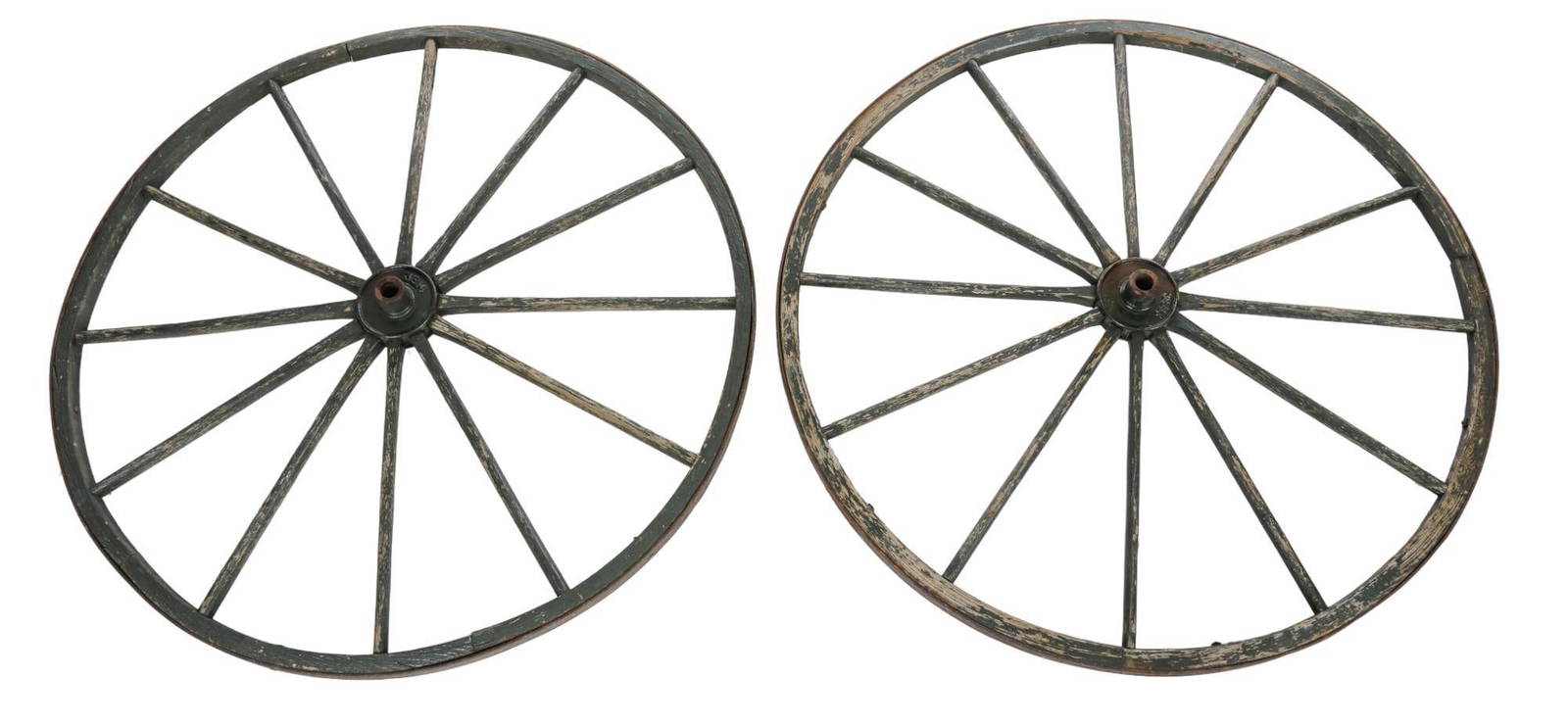 Pair Of Rustic Wagon Wheels Auction
