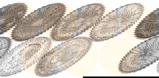 Collection Of 7 Mexican Silver Reales & Pesos Coins