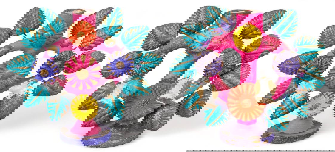 (2) Metepec Tree Of Life Candelabras