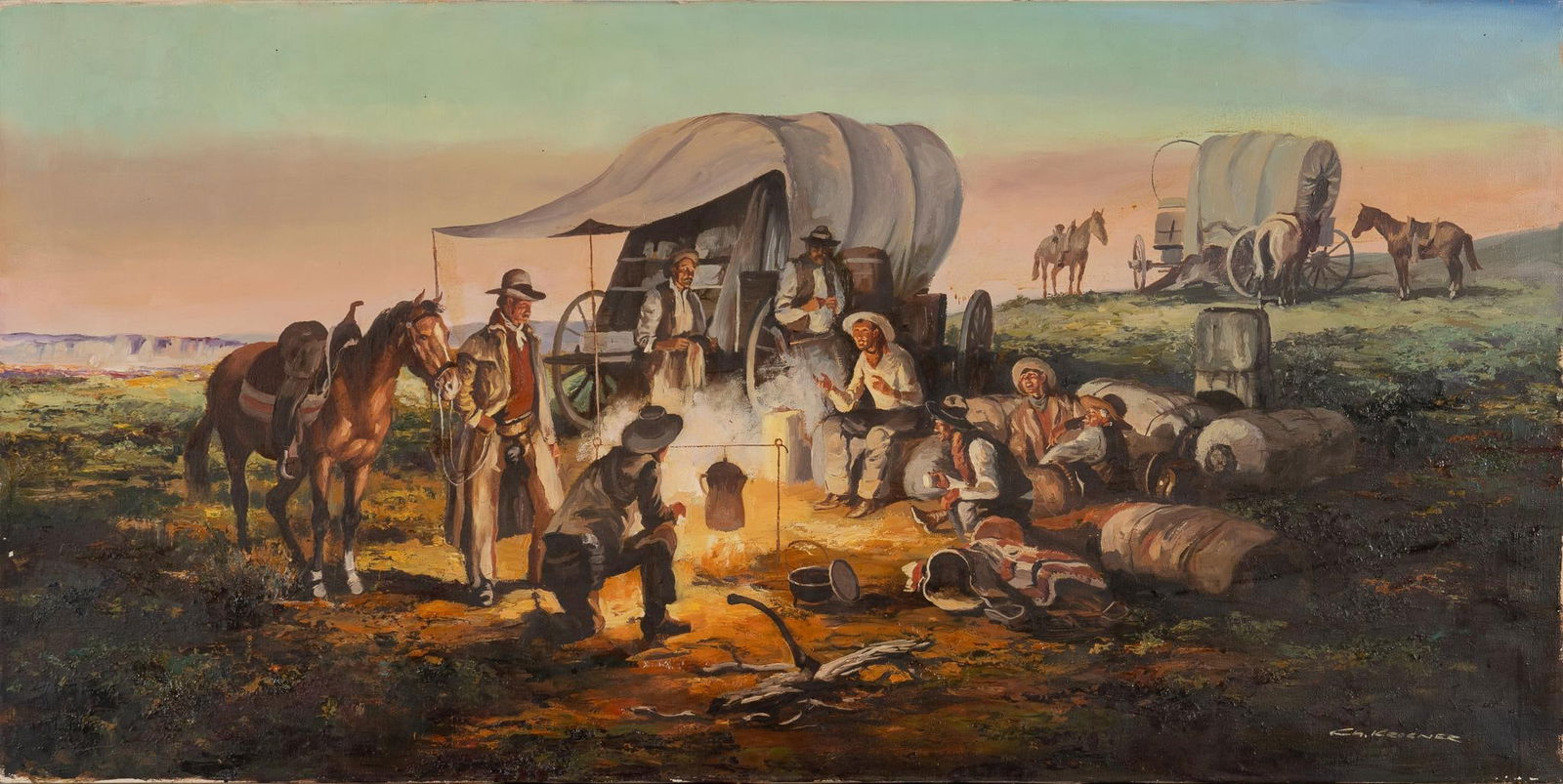 Chuckwagon Cowboy Painting Auction