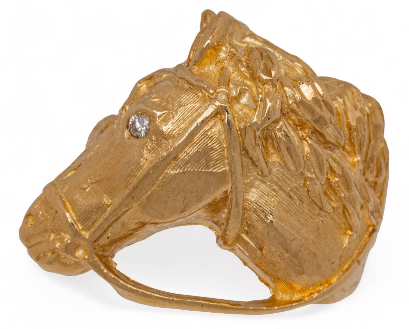14k Yellow Gold Horse Head Ring Auction