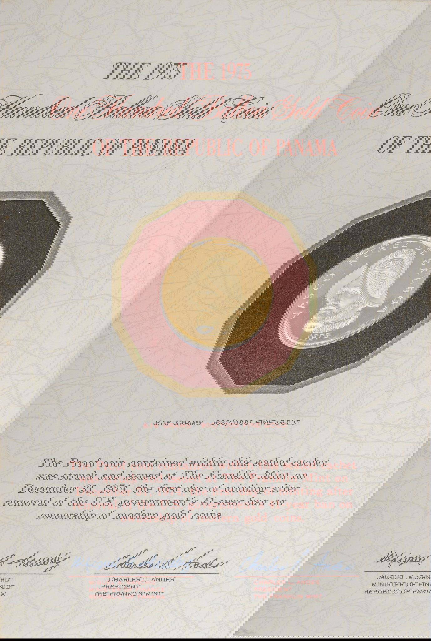 100 Balboa Panamanian Gold Coin Auction