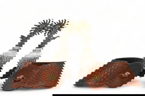 Incredible Pair Of Fully Engraved Double Mounted Spurs By Noted ...