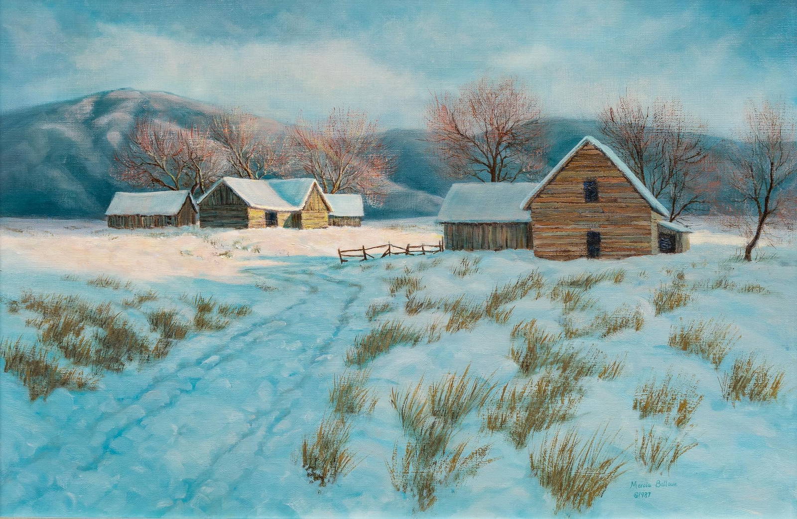 Marcia Ballowe, Snowy Landscape With Farm, 1987 Auction
