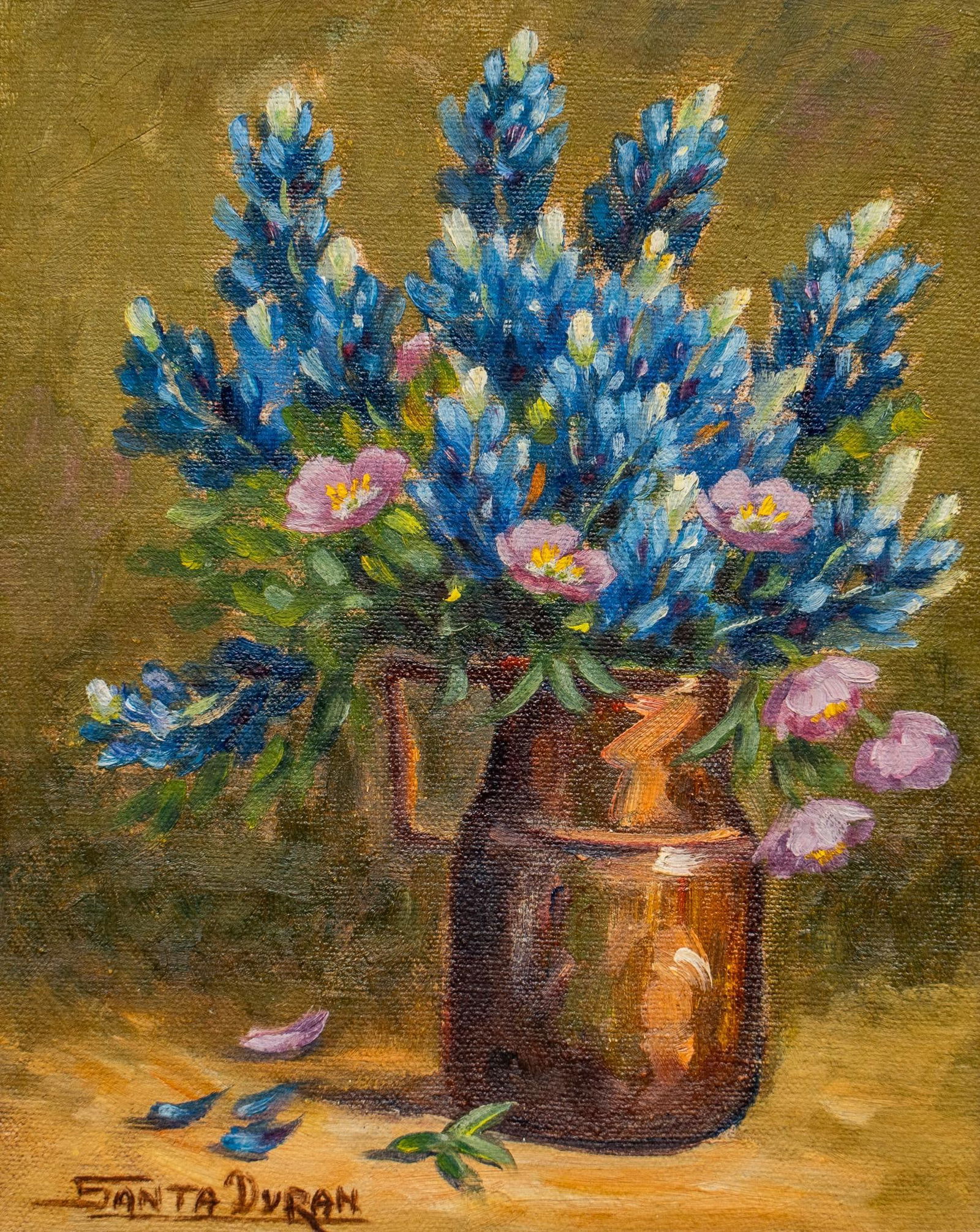 Santa Duran, "bouquet Of Bluebonnets", 1980 Auction