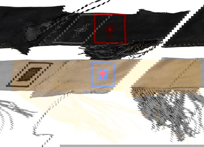 Pair Of Native American Beaded Hide Rifle Scabbards